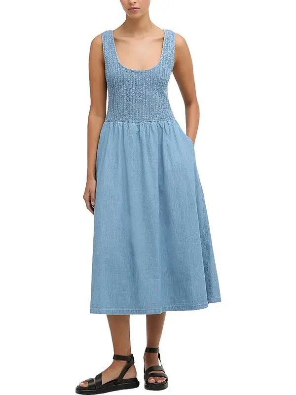 Barbour Sleeveless Smocked Dress - Chambray