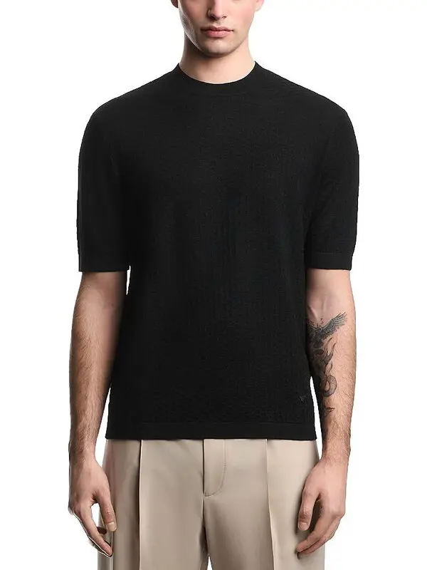 Emporio Armani Honeycomb Motif Pullover - Black