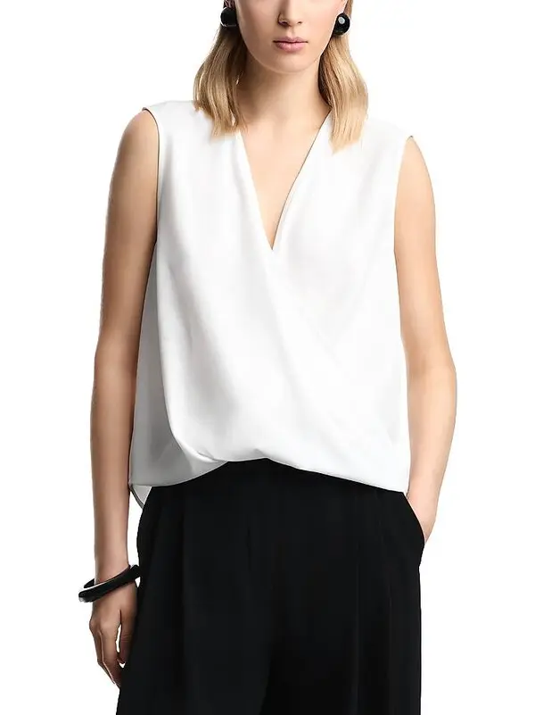 Emporio Armani Faux Wrap Sleeveless Top - White