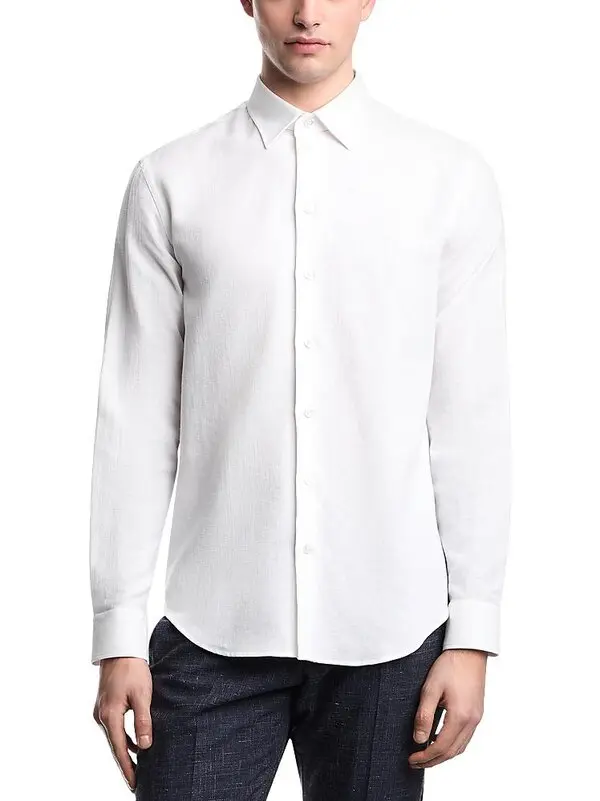 Emporio Armani Cotton & Linen Textured Sport Shirt - White