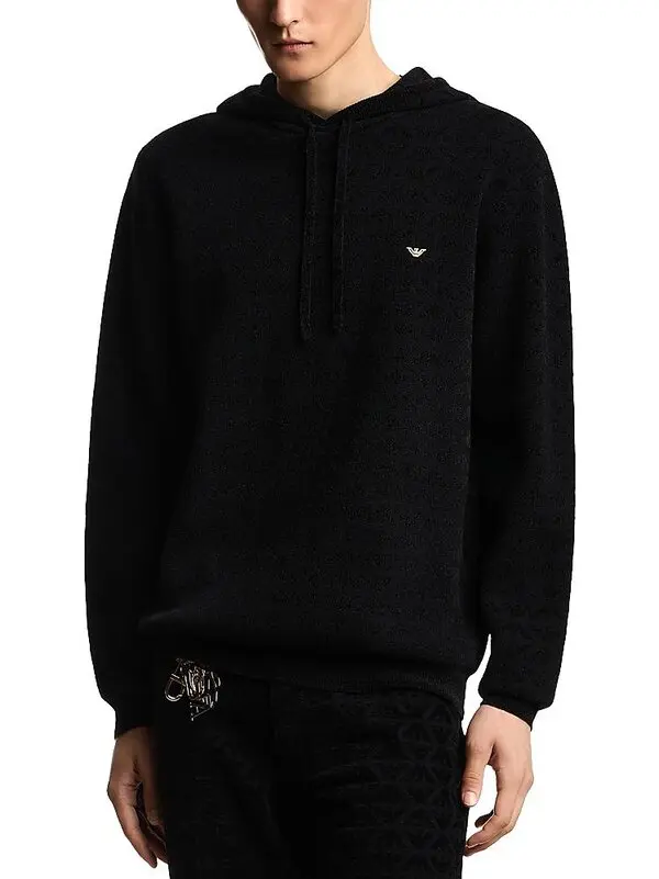 Emporio Armani Lunar New Year Wool Blend Hoodie - Black Beauty