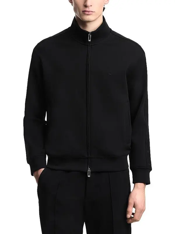 Emporio Armani Double Jersey Zip Up Sweatshirt - Black Beauty