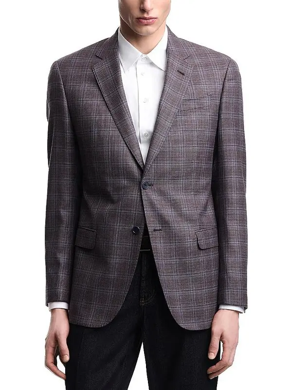 Emporio Armani G Line Regular Fit Single Breasted Notch Lapel Jacket In Super 130s Wool - Violet