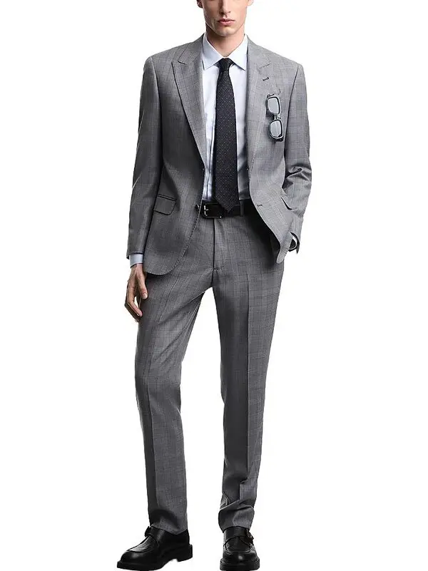 Emporio Armani G Line Regular Fit Single Breasted Peak Lapel Suit In Super 130s Virgin Wool - Grey