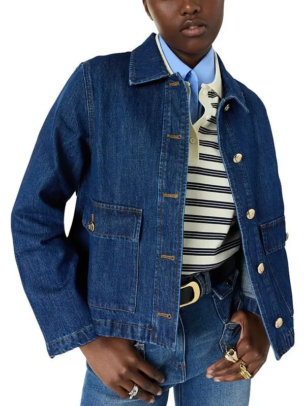 Gerard Darel Taina Denim Buttoned Jacket - Blue