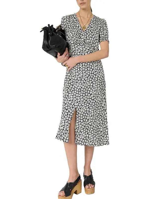 Gerard Darel Rosi Front Slit Dress - Black