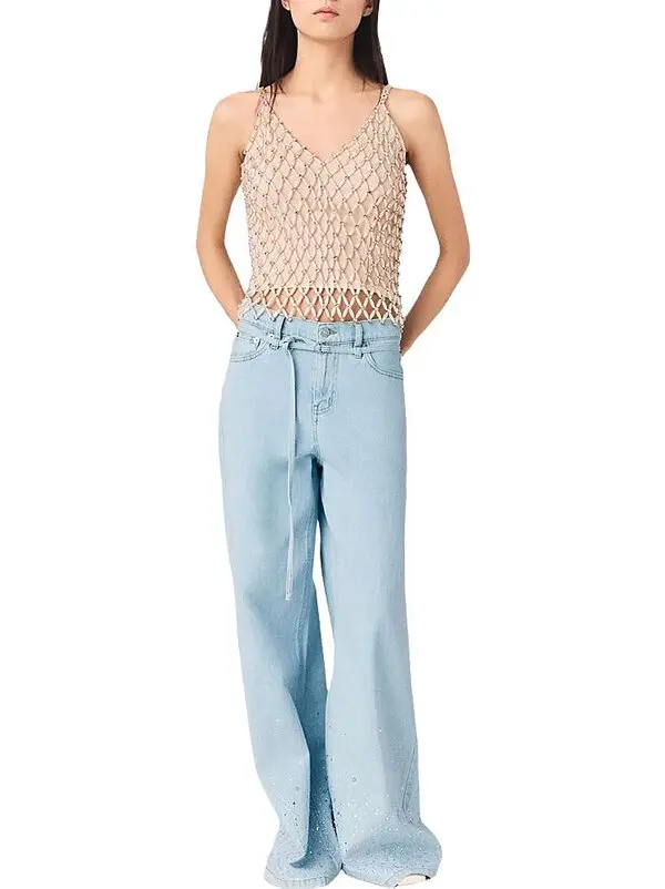 Maje Lakoya Beaded Top - Ecru