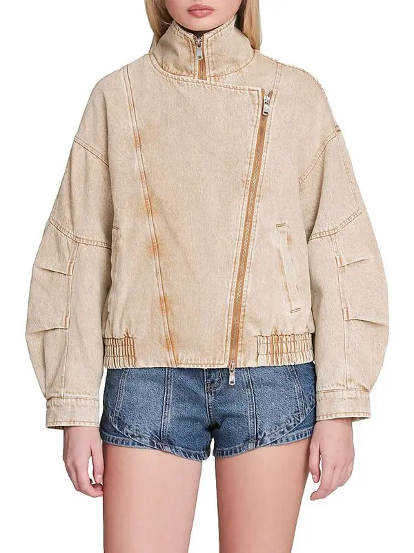 Avec Les Filles Cotton Layered Bomber Jacket - Washed Khaki