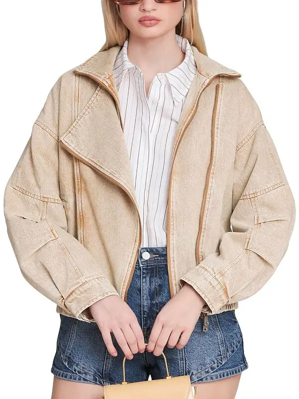 Avec Les Filles Cotton Layered Bomber Jacket - Washed Khaki
