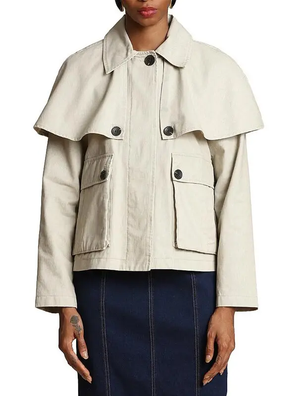 Avec Les Filles Cotton Cape Jacket - Limestone