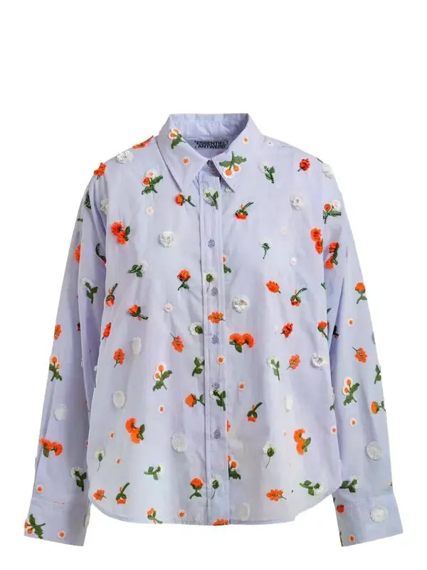 Essentiel Antwerp Flower-embroidered Button-down Shirt - Blue
