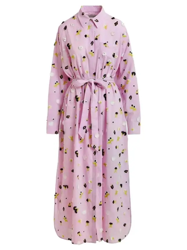 Essentiel Antwerp Floral Belted Midi Dress - Pink