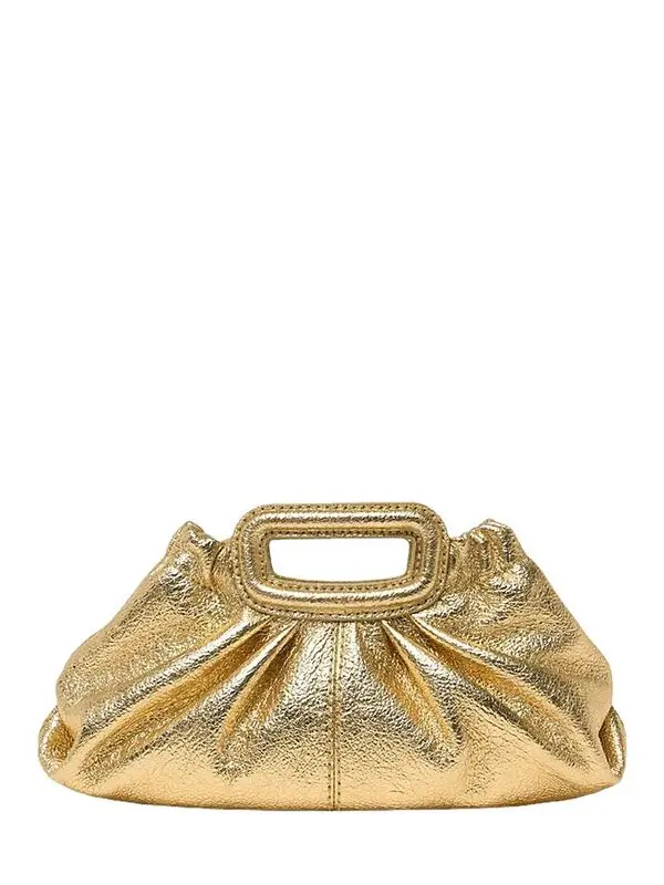 Maje Mini Metallic Leather Clutch - Gold