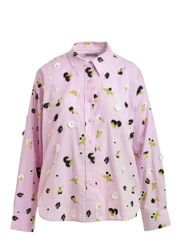 Essentiel Antwerp Flower-embroidered Button-up Shirt - Pink