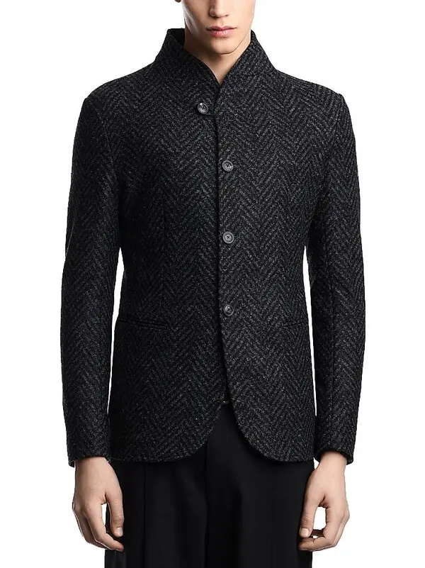 Emporio Armani Wool Blend Jersey Jacket - Black