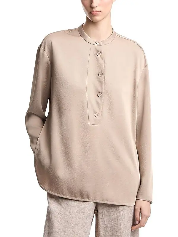 Emporio Armani Crepe Twill Long Sleeve Shirt - Dune