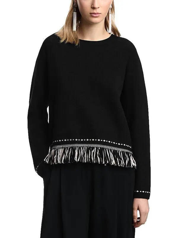 Emporio Armani Fringe Hem Sweater - Black/beige