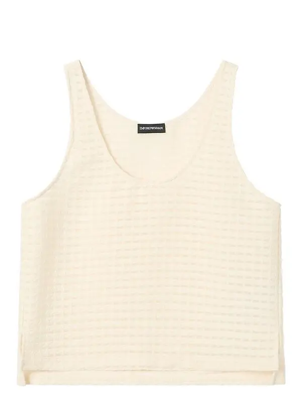 Emporio Armani Vichy 3d Jacquard Tank Top - Vanilla