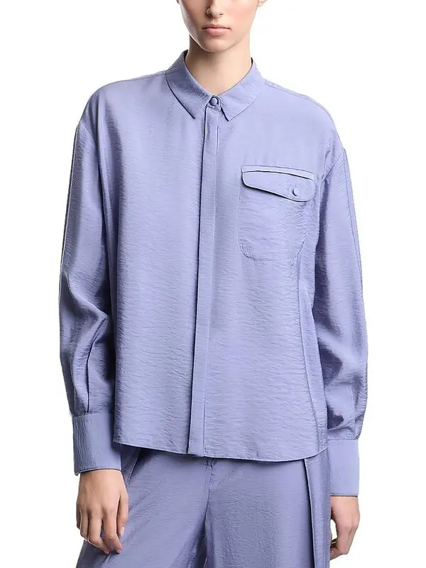 Emporio Armani Techno Rayon Long Sleeve Shirt - Mauve