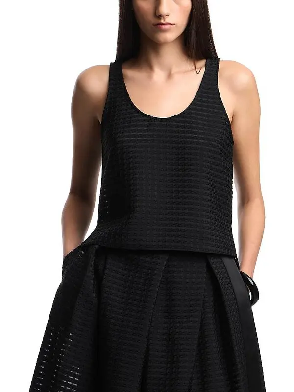 Emporio Armani Vichy 3d Jacquard Tank Top - Black