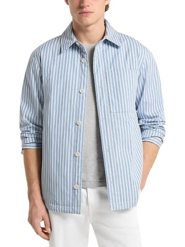 Michael Kors Long Sleeve Stripe Padded Shirt Jacket - Chambray