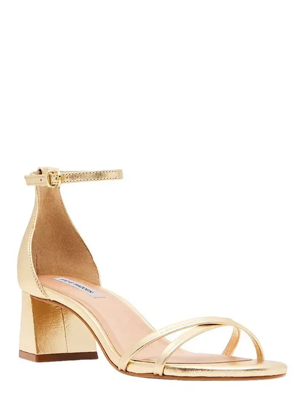 Steve Madden Block Heel Sandals - Gold Leather