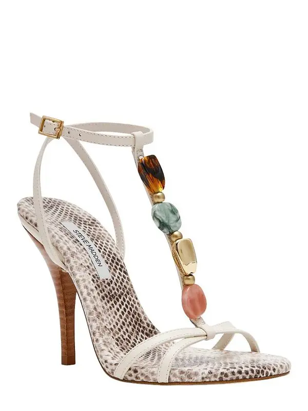 Steve Madden Frenzi Embellished Sandals - Natural Snake
