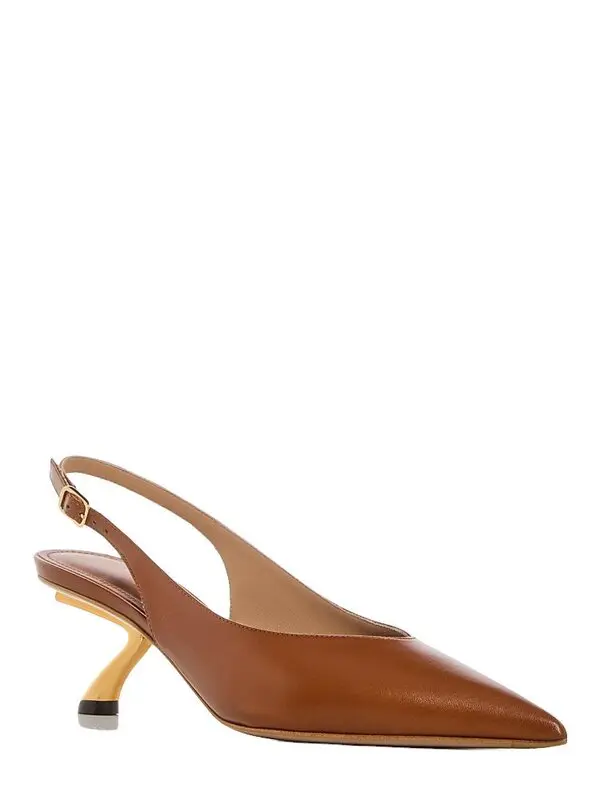 FERRAGAMO Cleya S Shape Heel Slingback Pumps - Naturale