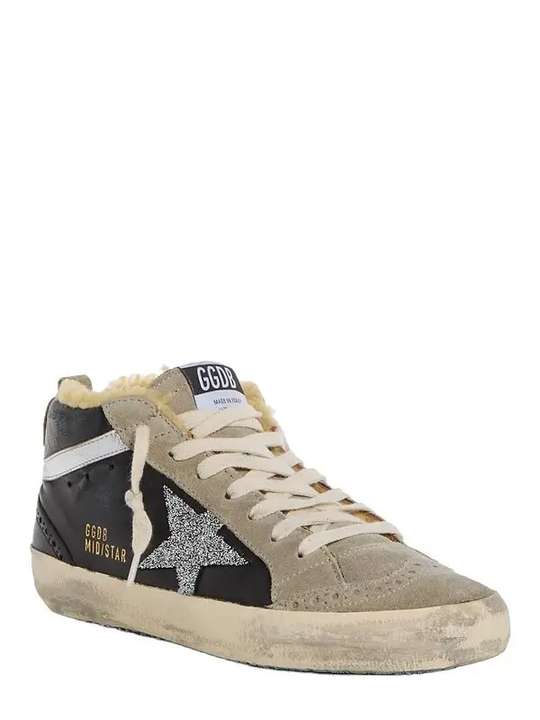GOLDEN GOOSE Mid Star Mid Top Sneakers - Black Ice Silver