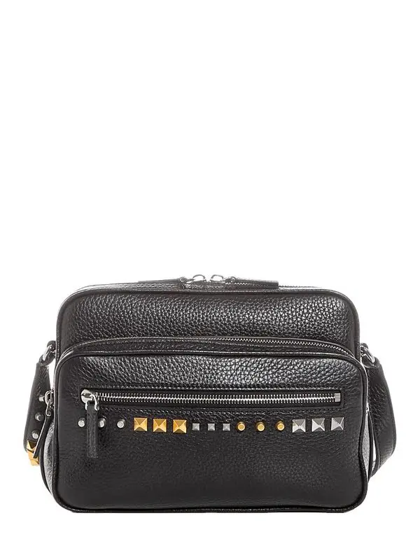 Valentino Garavani Embellished Leather Camera Crossbody Bag - Black