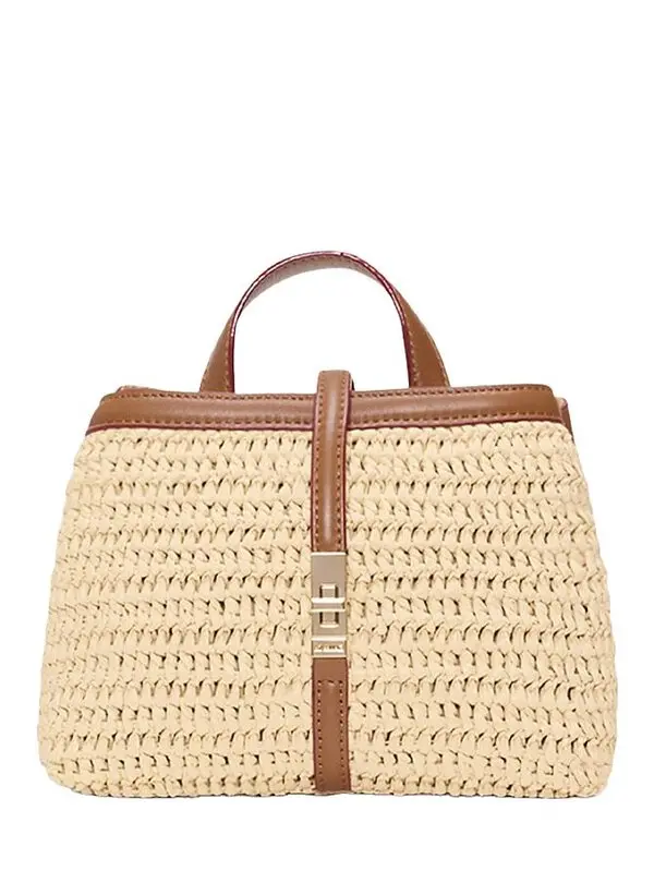 Mz Wallace Mini Crochet Astor Top Handle Bag - Camel Crochet