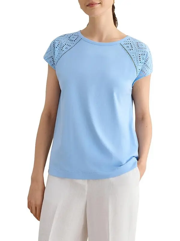 HOBBS LONDON Ivana Eyelet Embroidered Top - Maya Blue