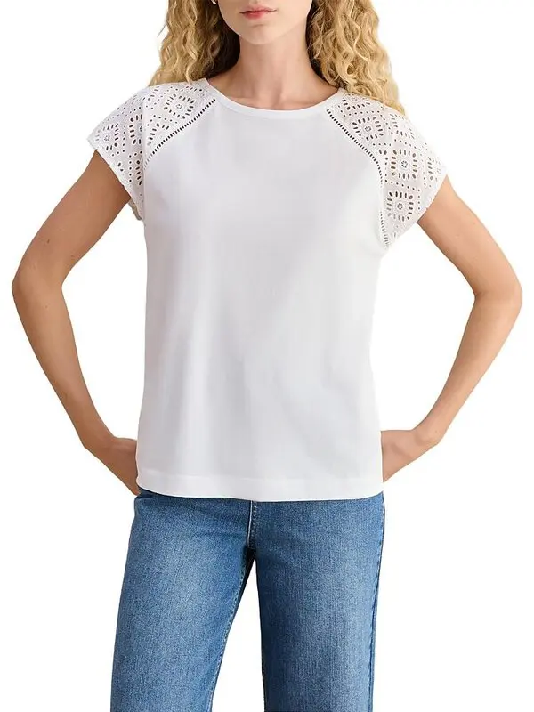 HOBBS LONDON Ivana Eyelet Embroidered Top - White