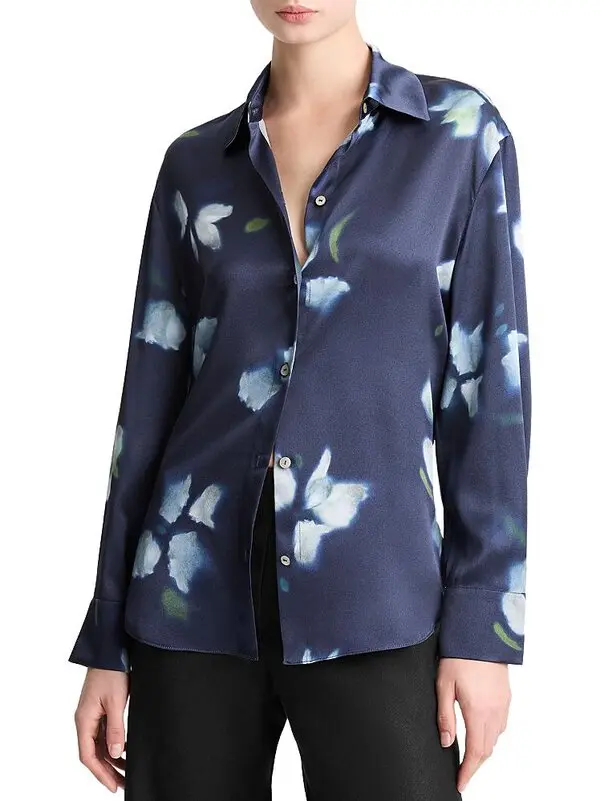 Vince Silk Floral Shirt - Dark Navy