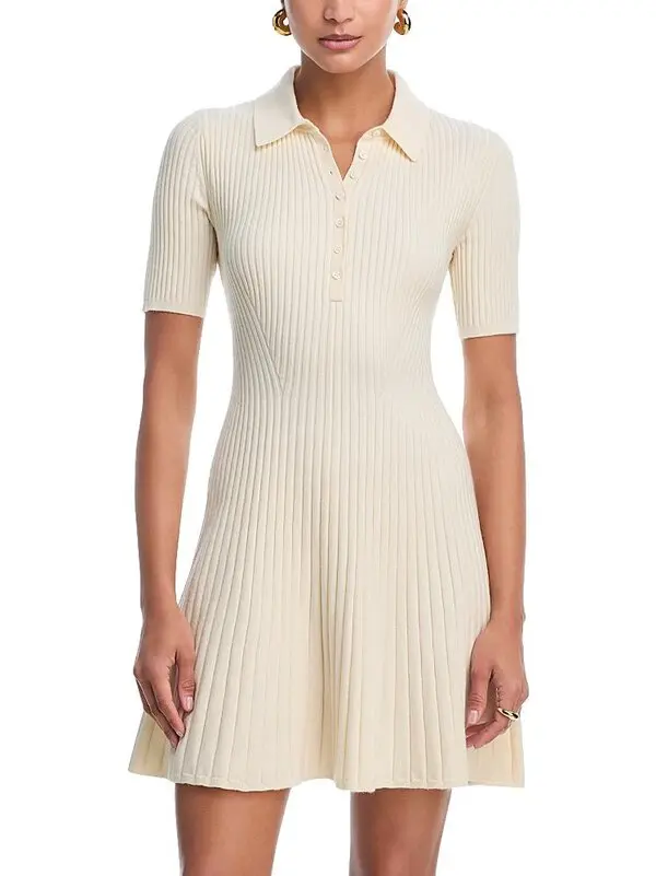 Paige Olie Ribbed Knit Polo Dress - Ecru
