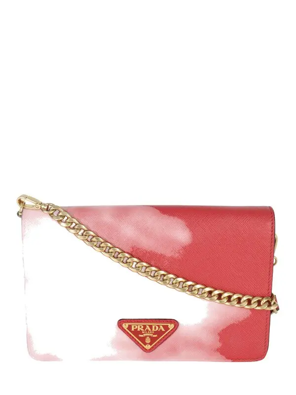 Prada Saffiano Triangle Logo Mini Crossbody - Red