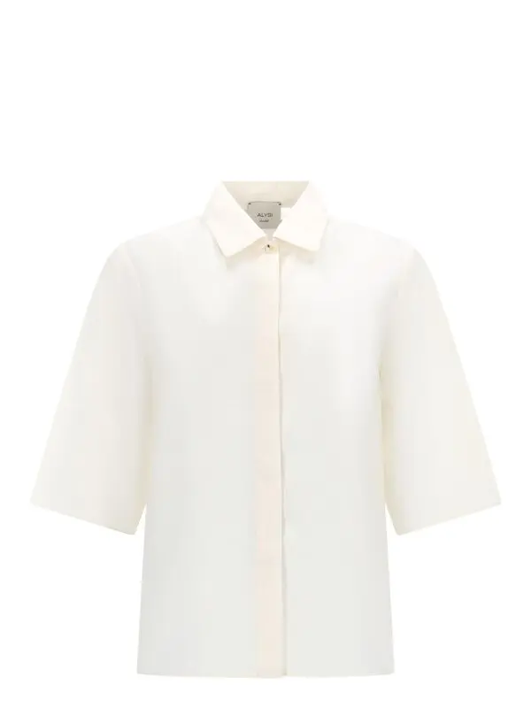 ALYSI Silk Cropped Shirt - White