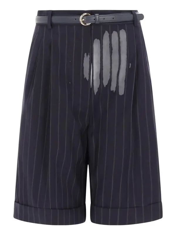 Max Mara Wool Shorts With Belt - Blue