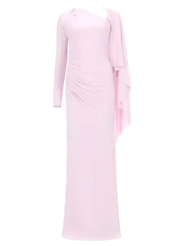 SELF-PORTRAIT Long Draped Dress - Pink