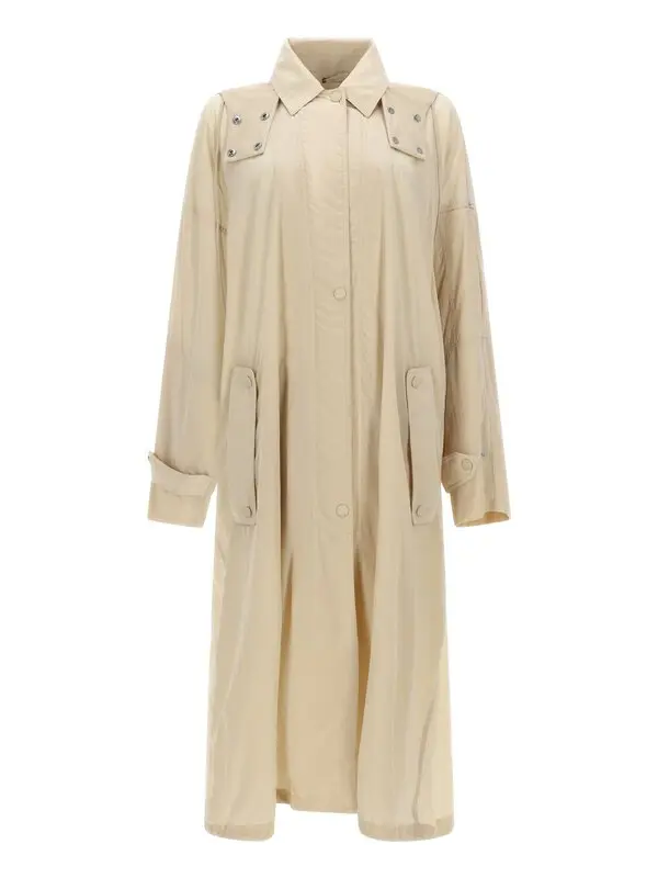 Sportmax Long Hooded Raincoat - Beige