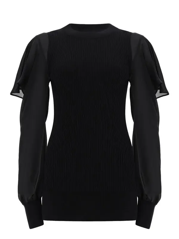Sacai Semi-transparent Sleeve Shirt - Black