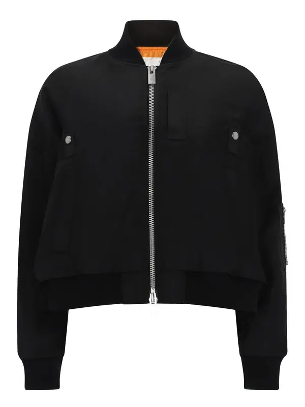 Sacai Cropped Bomber Jacket - Black
