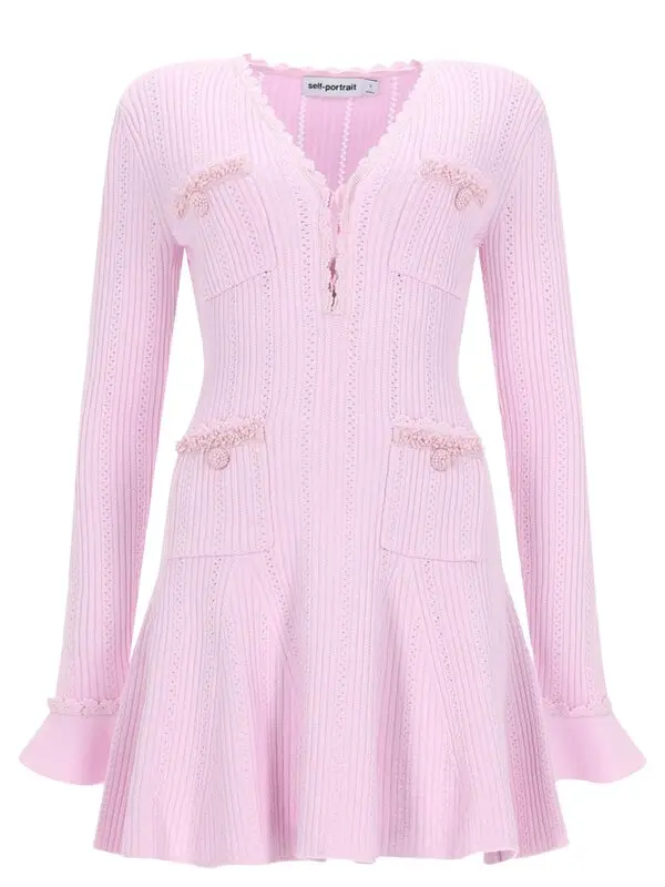 SELF-PORTRAIT Mini Dress With Beads - Pink