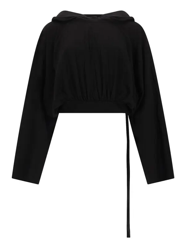 Rick Owens Cropped Hooded T-shirt - Black
