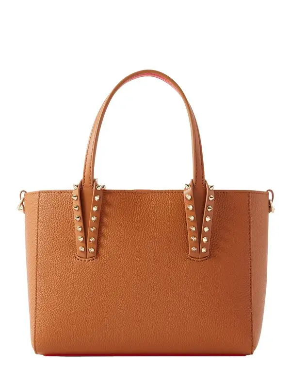 CHRISTIAN LOUBOUTIN Cabata Mini Spiked Textured-leather Tote - Brown