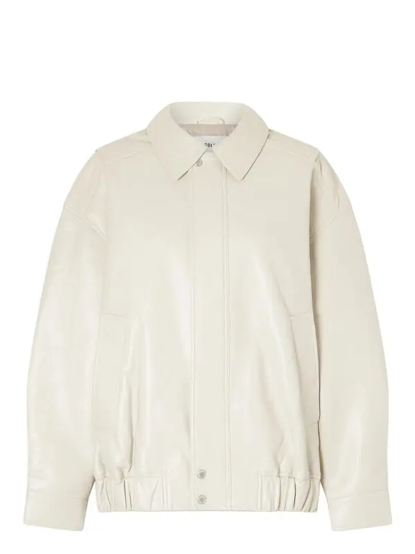 AGOLDE Aston Recycled Leather-blend Bomber Jacket - Neutrals