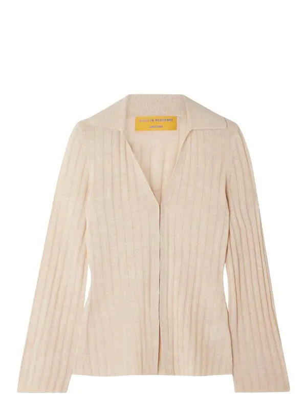 Guest In Residence Breezy Ribbed Cashmere And Linen-blend Cardigan - Brown