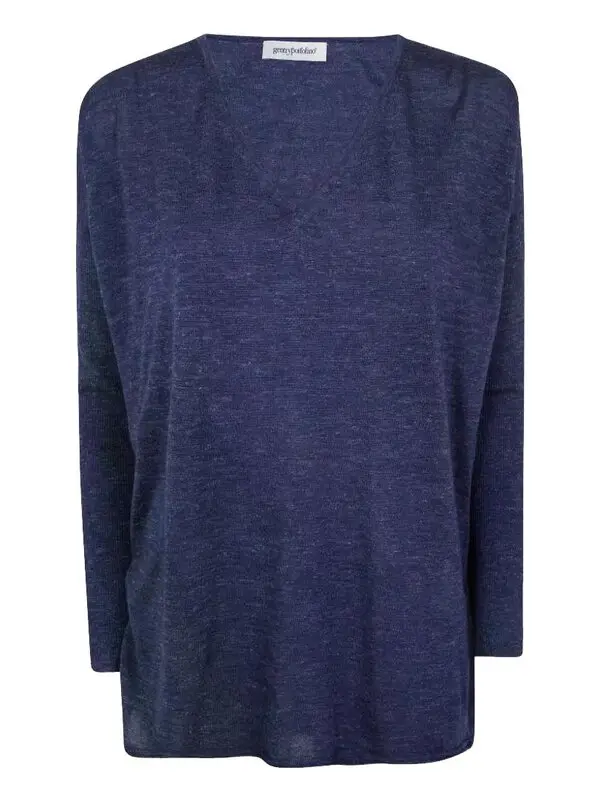 GENTRYPORTOFINO V-neck Knitted Top - Blue