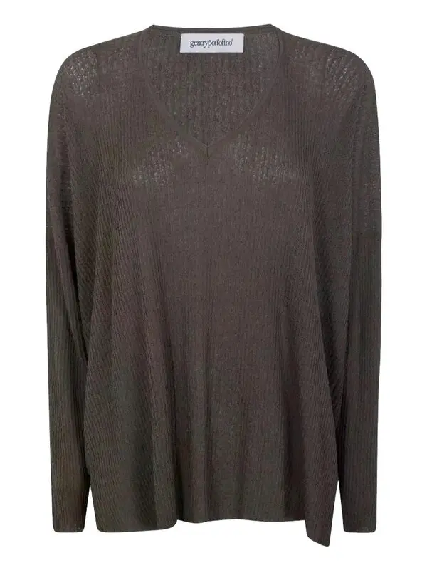 GENTRYPORTOFINO V-neck Knitted Top - Grey