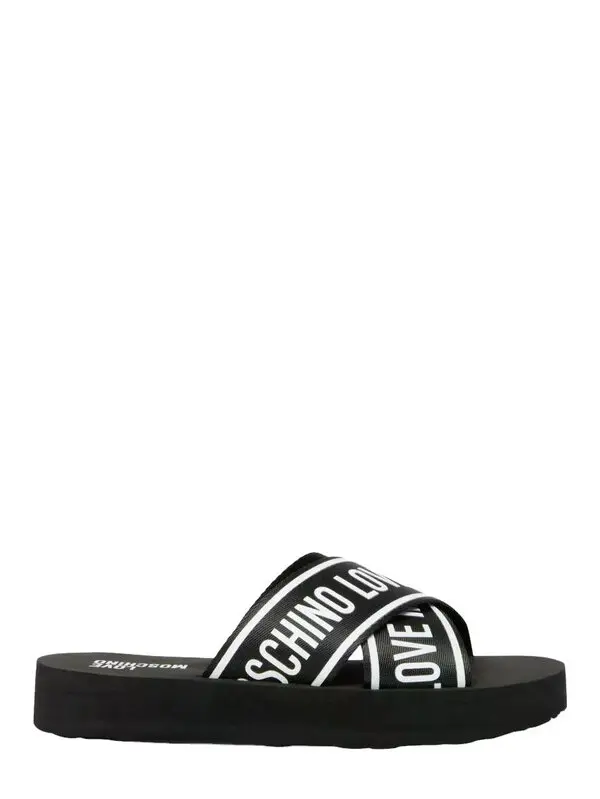 Moschino Logo Detail Slides - Black